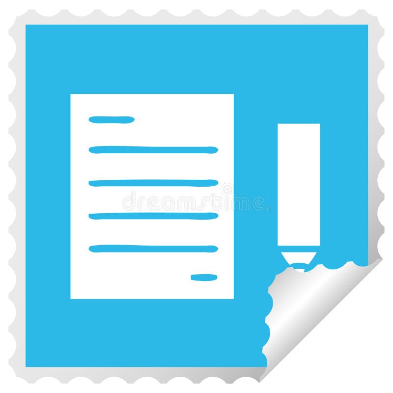 A Creative Square Peeling Sticker Cartoon Pencil and Paper Stock Vector ...