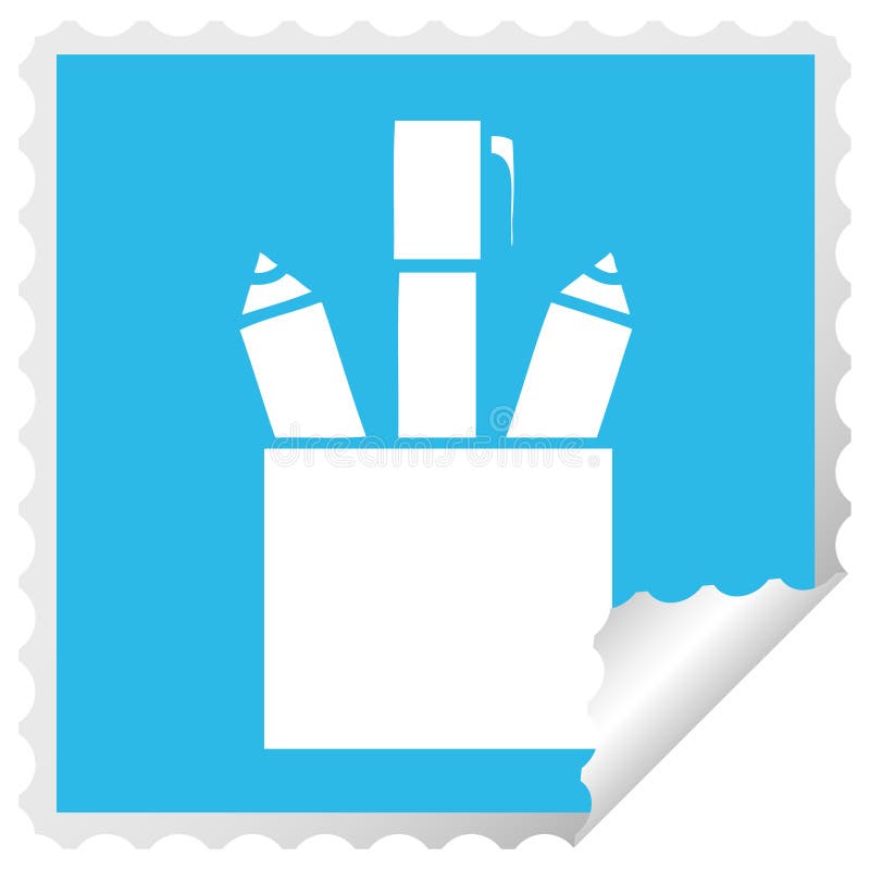 A Creative Square Peeling Sticker Cartoon Pencil Pot Stock Vector ...