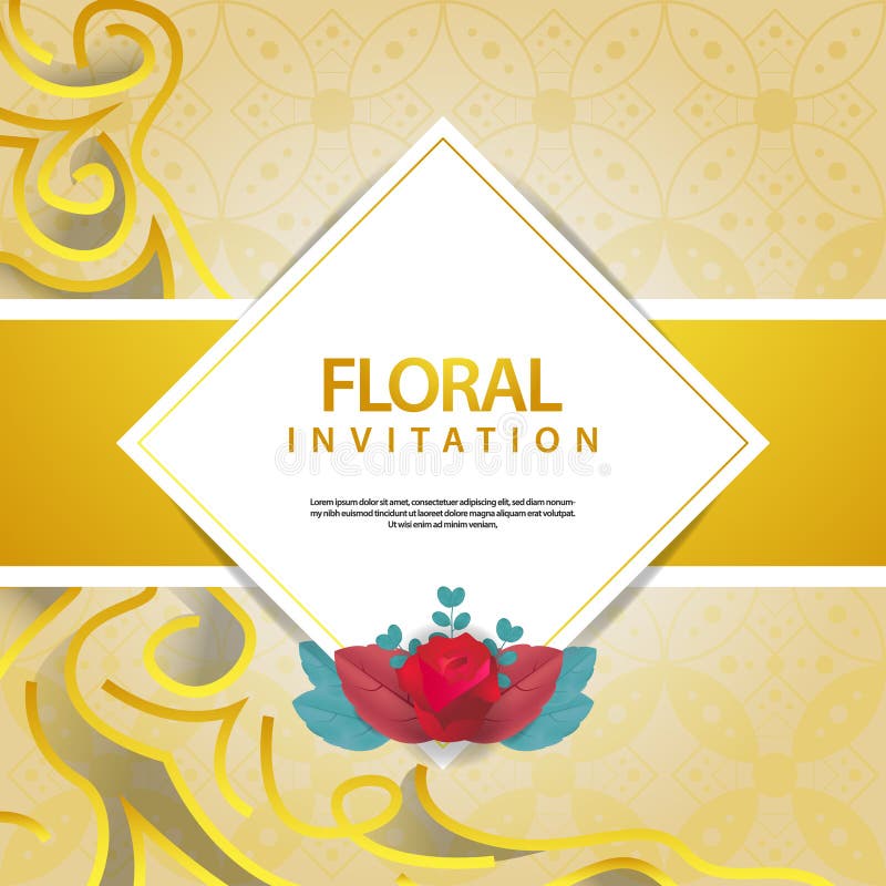 Square Wedding Invitation Cards with Beautiful Flowers Border. Wedding ...