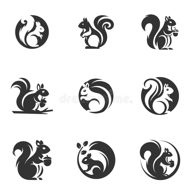 Creative Squirrel Branding Design Ideas Collection Stock Illustration ...