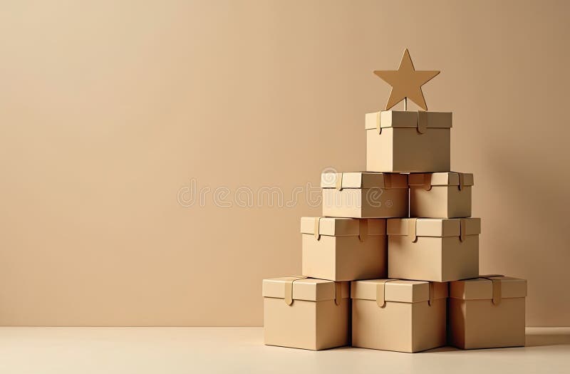 Creative Stack of Gift Boxes with a Star Decoration for Festive ...