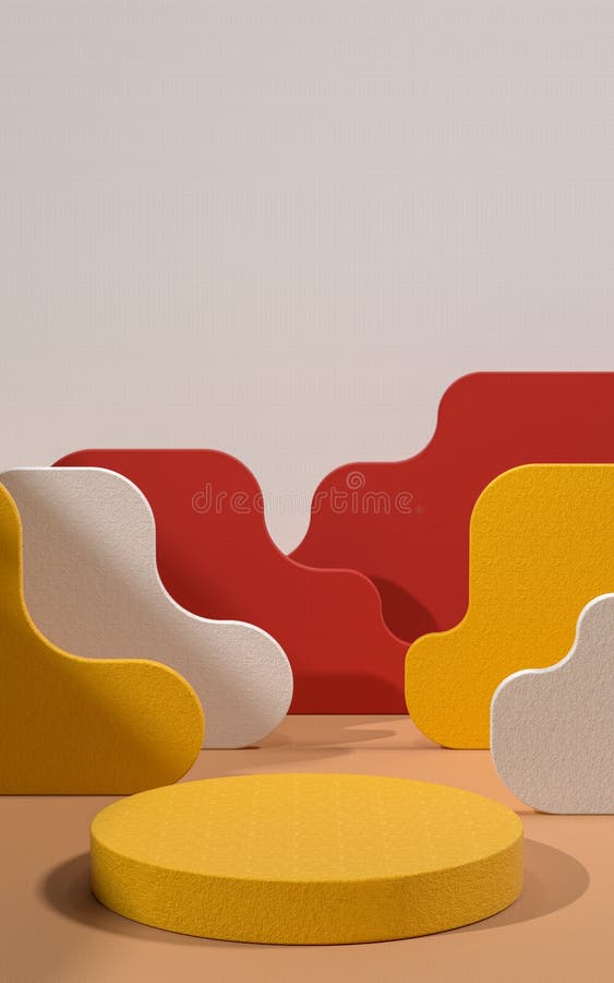 Creative Stage with Curve Paper Background, 3d Rendering Stock ...