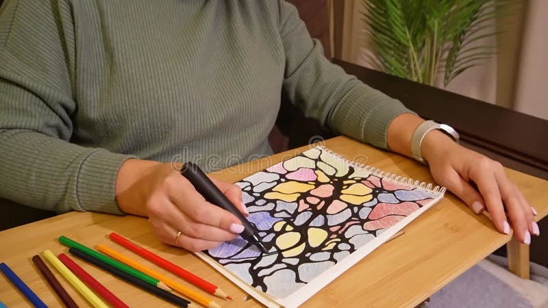 Creative Stained Glass Pattern Drawing with Markers and Colored Pencils ...