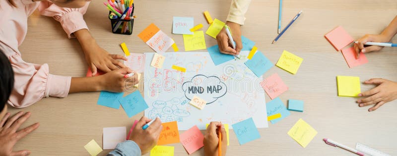 Creative Startup Group Brainstorming Business Idea. Top View ...