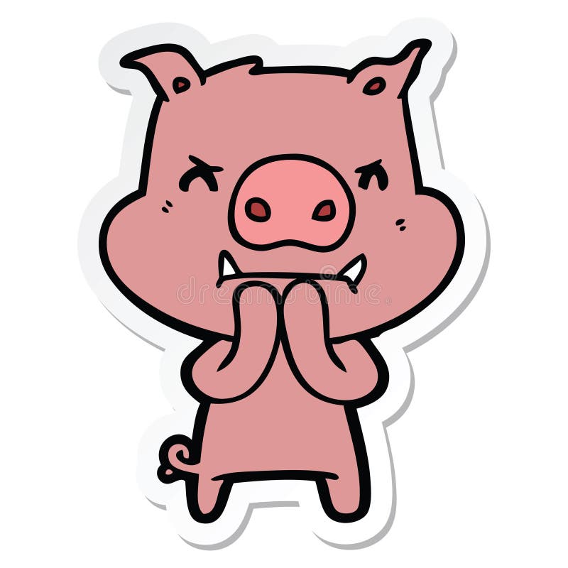 A Creative Sticker of a Angry Cartoon Pig Stock Vector - Illustration ...