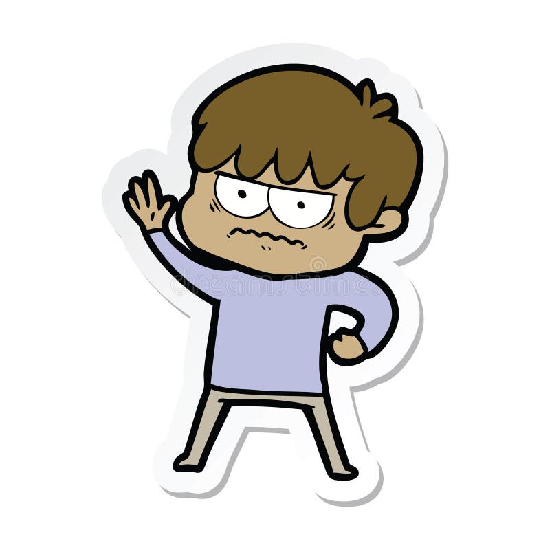A Creative Sticker of a Annoyed Cartoon Boy Stock Vector - Illustration ...