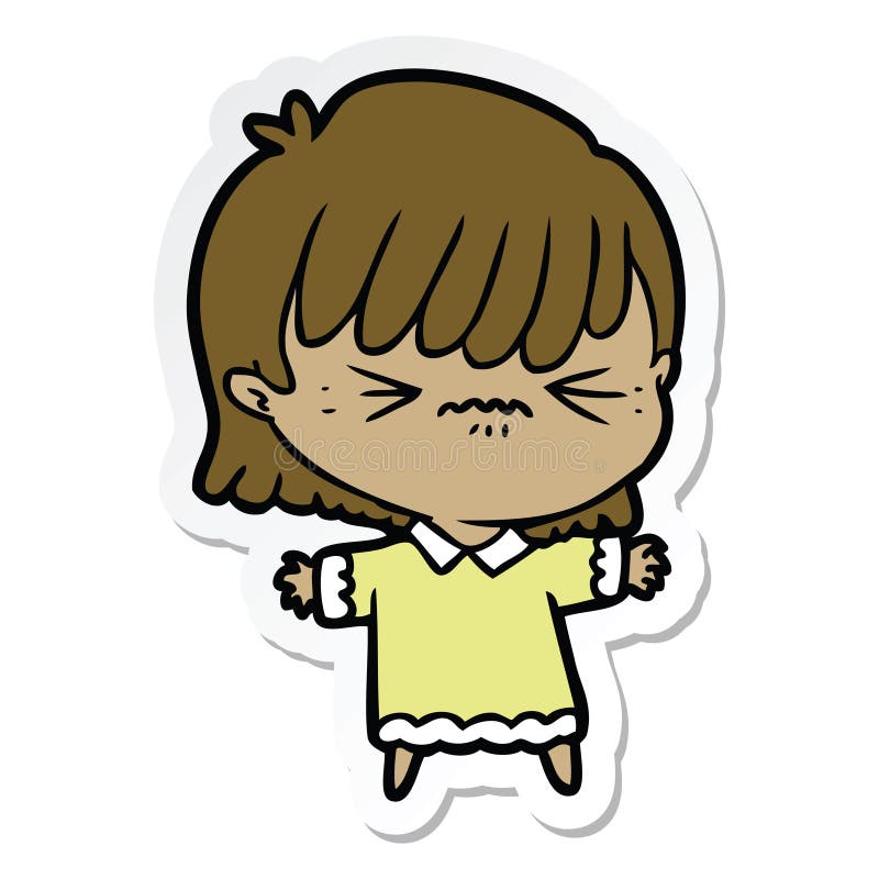 A Creative Sticker of a Annoyed Cartoon Girl Stock Vector ...