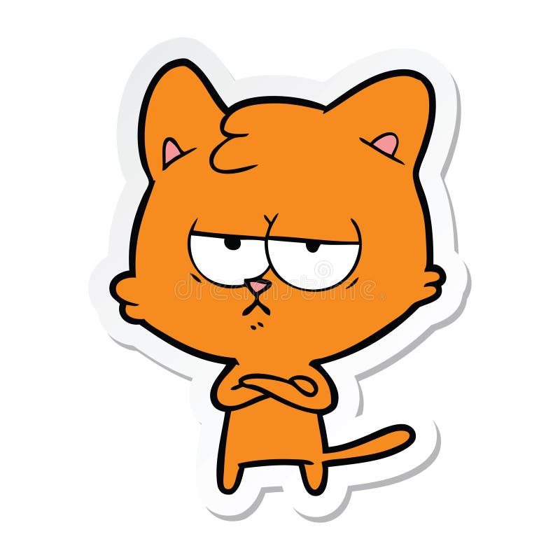 A Creative Sticker of a Bored Cartoon Cat Stock Vector - Illustration ...