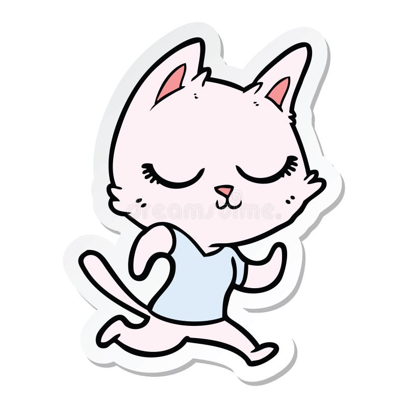 A Creative Sticker of a Calm Cartoon Cat Running Stock Vector ...
