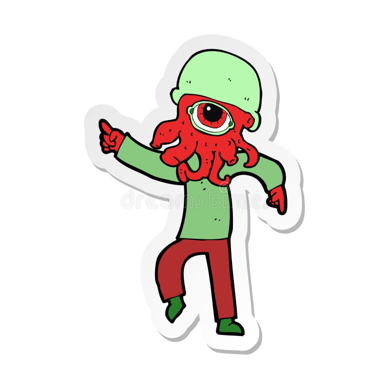 Sticker of a Cartoon Alien Man Dancing Stock Vector - Illustration of ...