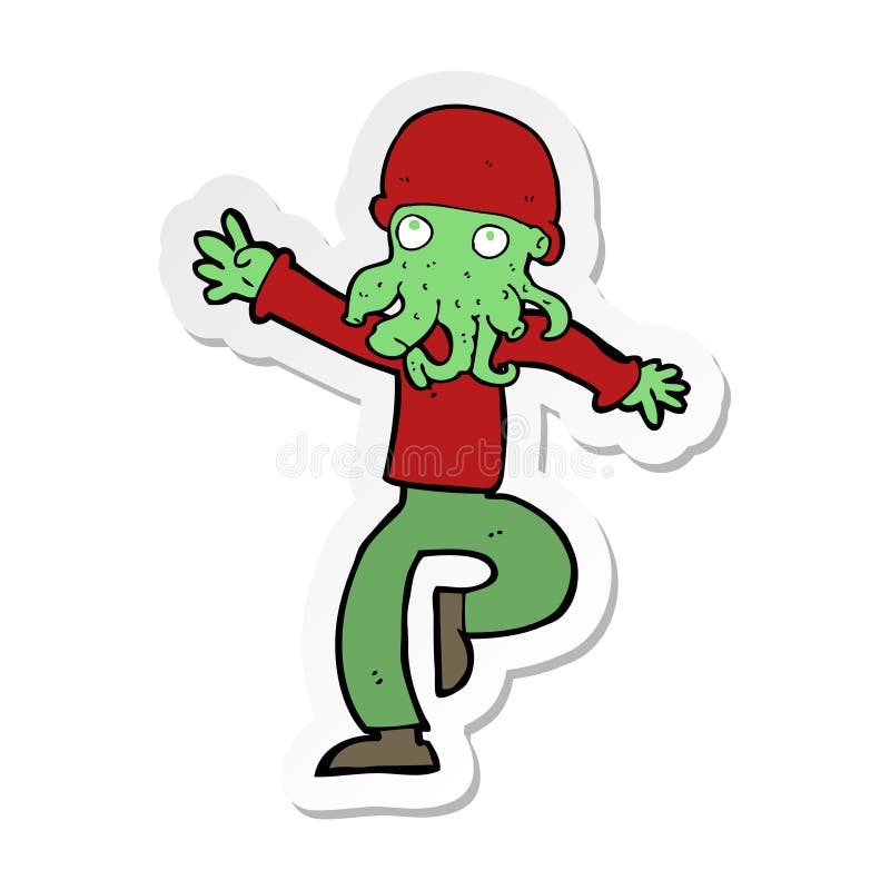 A Creative Sticker of a Cartoon Alien Monster Man Stock Vector ...