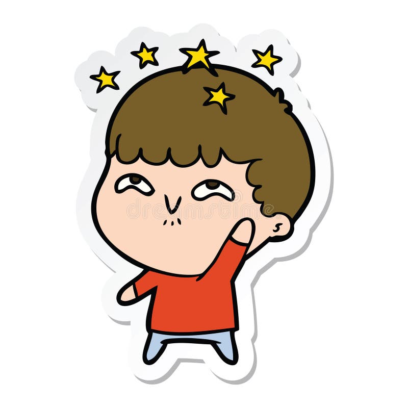 A Creative Sticker of a Cartoon Amazed Boy Stock Vector - Illustration ...