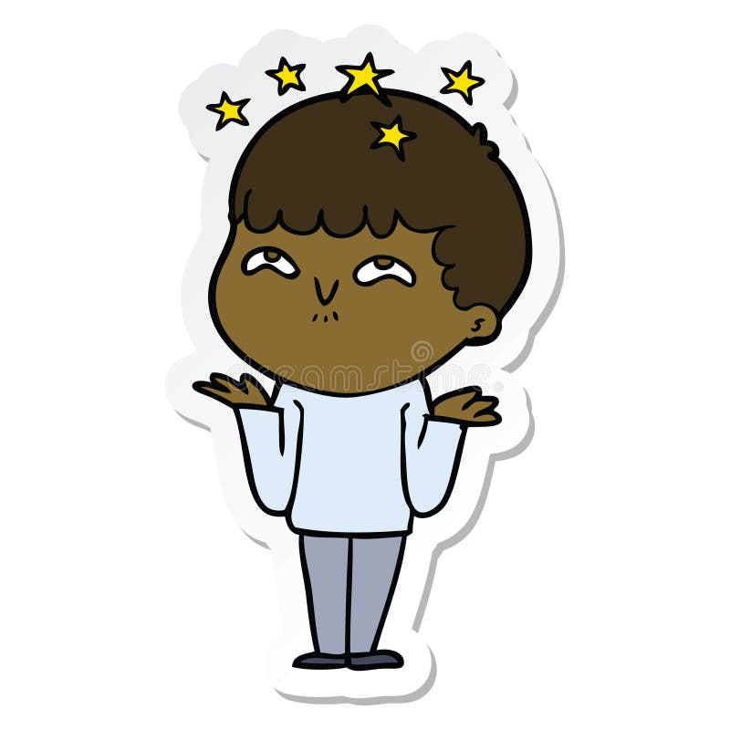 A Creative Sticker of a Cartoon Amazed Boy Stock Vector - Illustration ...