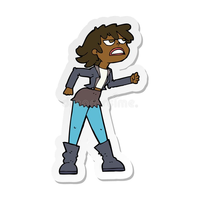 A Creative Sticker of a Cartoon Angry Biker Girl Stock Vector ...