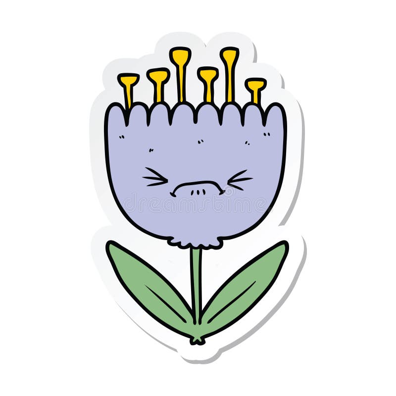 A Creative Sticker of a Cartoon Angry Flower Stock Vector ...