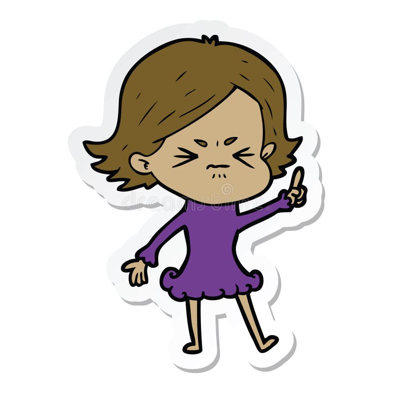 A Creative Sticker of a Cartoon Angry Girl Stock Vector - Illustration ...