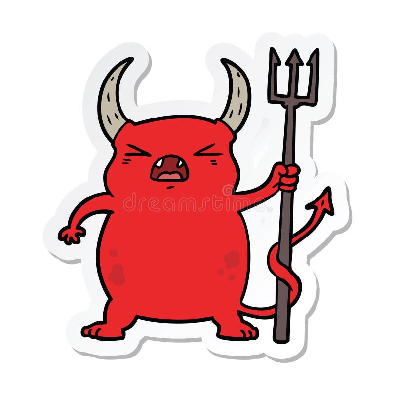 A Creative Sticker of a Cartoon Angry Little Devil Stock Vector ...