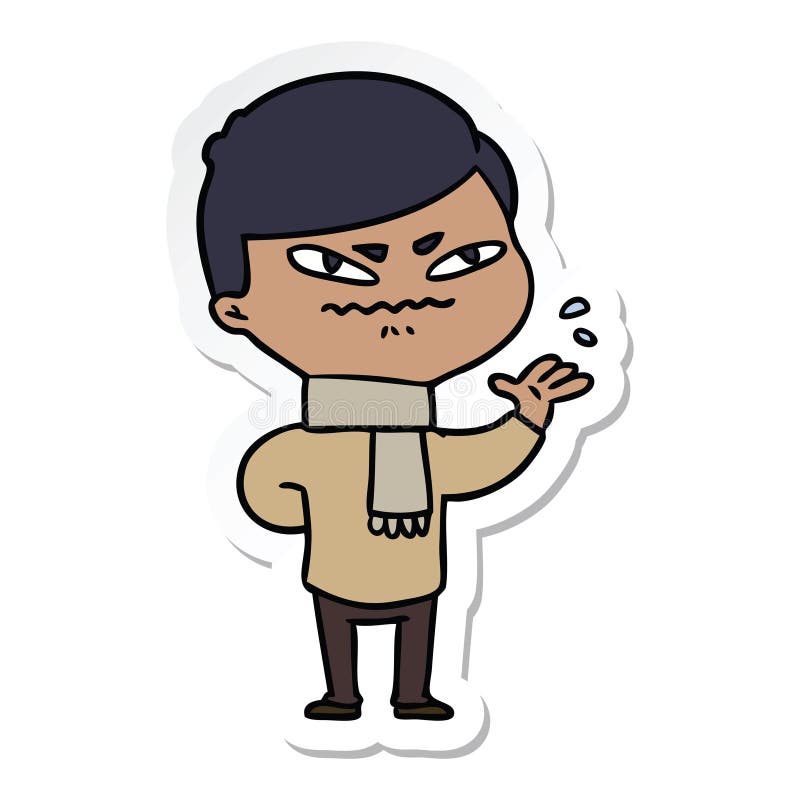 A Creative Sticker of a Cartoon Angry Man Stock Vector - Illustration ...