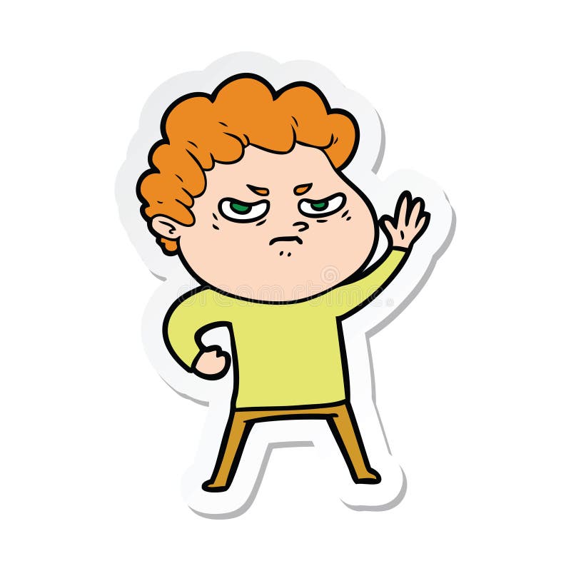 A Creative Sticker of a Cartoon Angry Man Stock Vector - Illustration ...