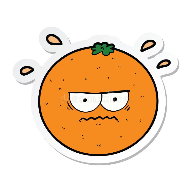 A Creative Sticker of a Cartoon Angry Orange Stock Vector ...