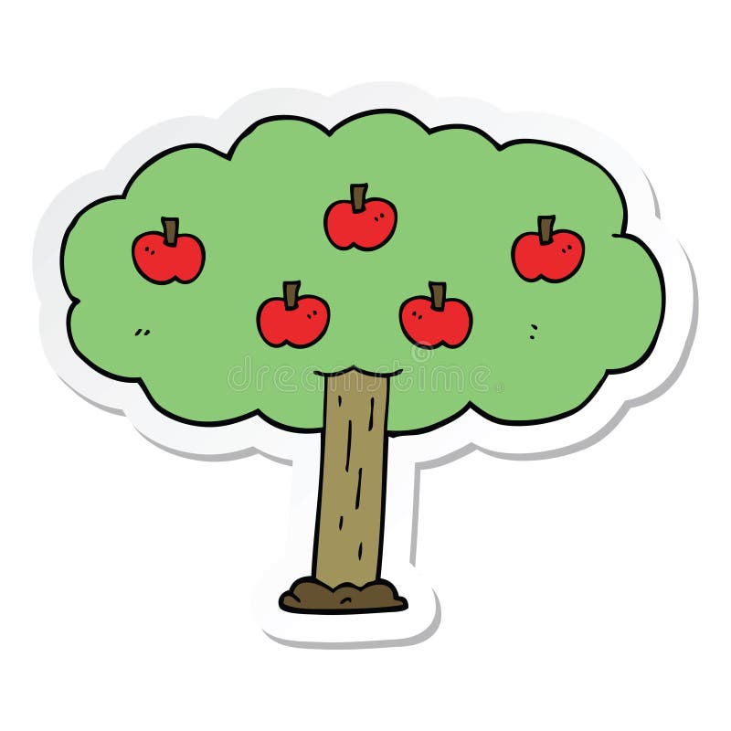 A Creative Sticker of a Cartoon Apple Tree Stock Vector - Illustration ...