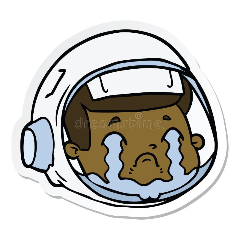 A Creative Sticker of a Cartoon Astronaut Face Crying Stock Vector ...