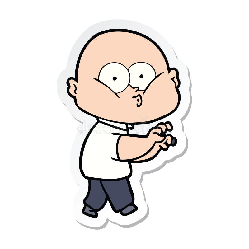 A Creative Sticker of a Cartoon Bald Man Staring Stock Vector ...