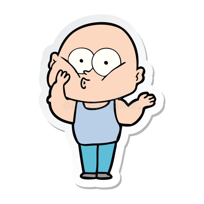 A Creative Sticker of a Cartoon Bald Man Staring Stock Vector ...