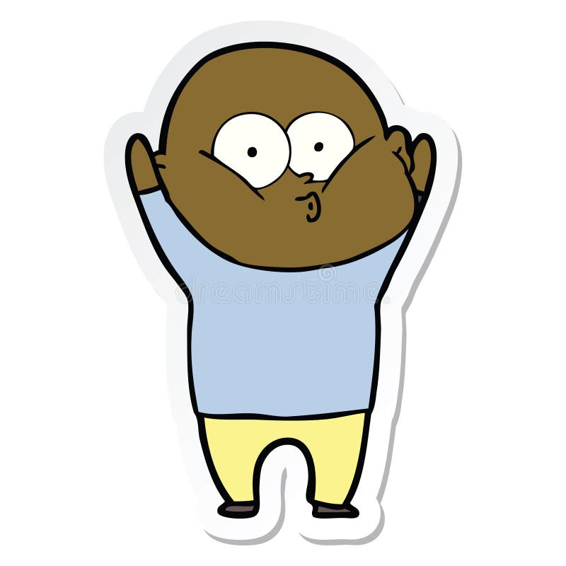 A Creative Sticker of a Cartoon Bald Man Staring Stock Vector ...