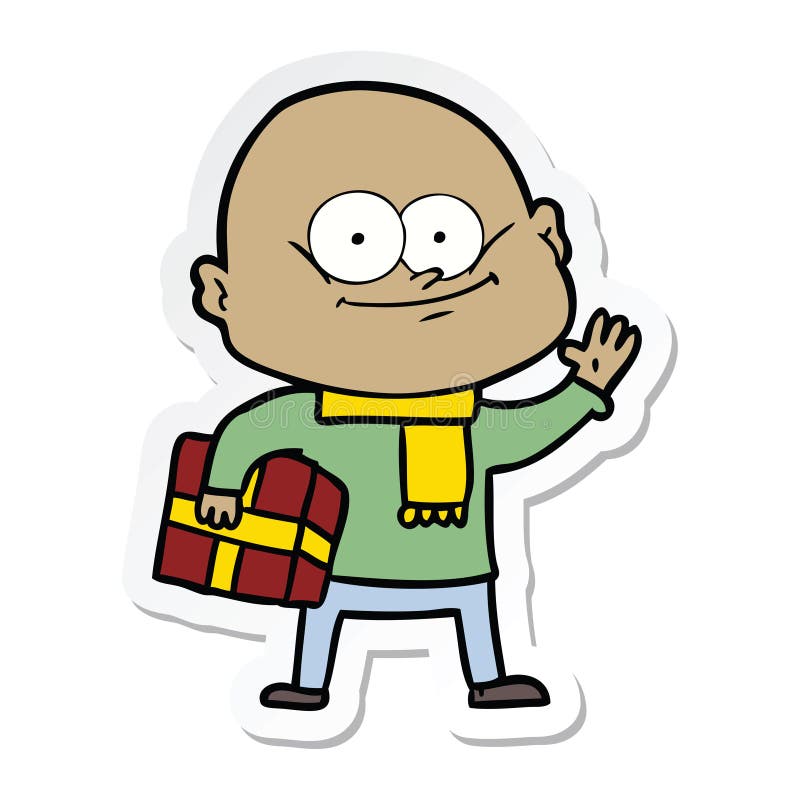 A Creative Sticker of a Cartoon Bald Man Staring Stock Vector ...