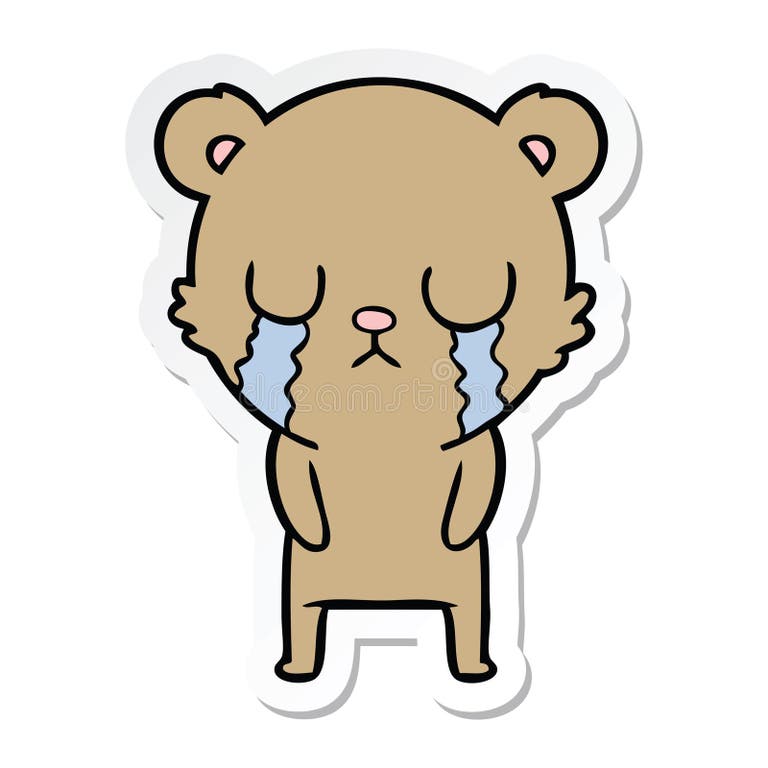 A Creative Sticker of a Cartoon Bear Crying Stock Vector - Illustration ...
