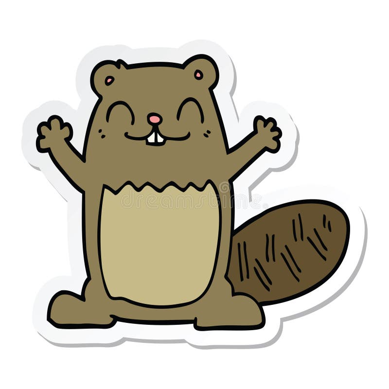 A Creative Sticker of a Cartoon Beaver Stock Vector - Illustration of ...