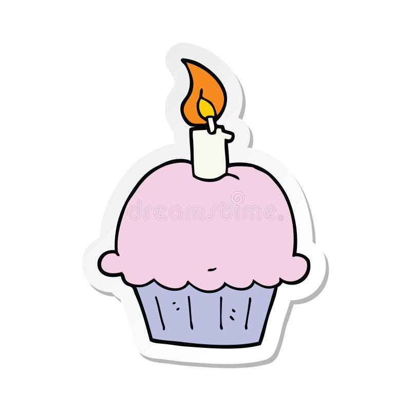 A Creative Sticker of a Cartoon Birthday Cupcake Stock Vector ...