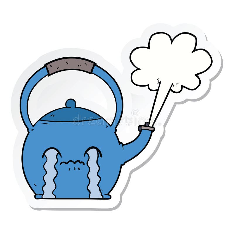 A Creative Sticker of a Cartoon Boiling Kettle Stock Vector ...