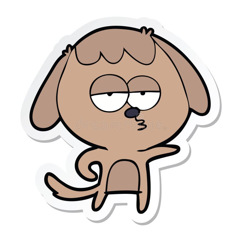 A Creative Sticker of a Cartoon Bored Dog Stock Vector - Illustration ...