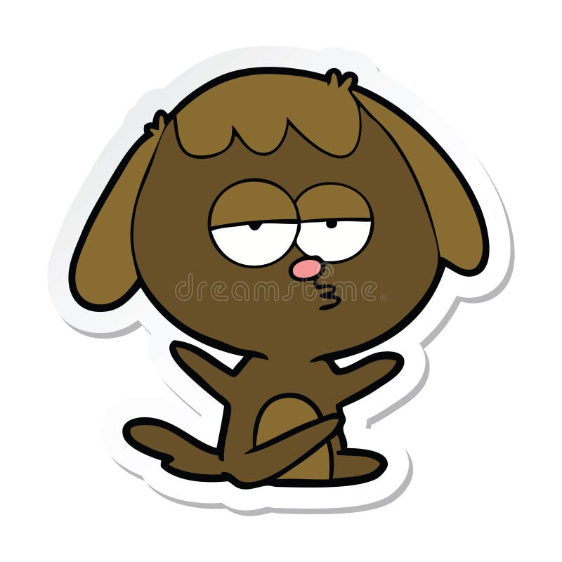 A Creative Sticker of a Cartoon Bored Dog Stock Vector - Illustration ...