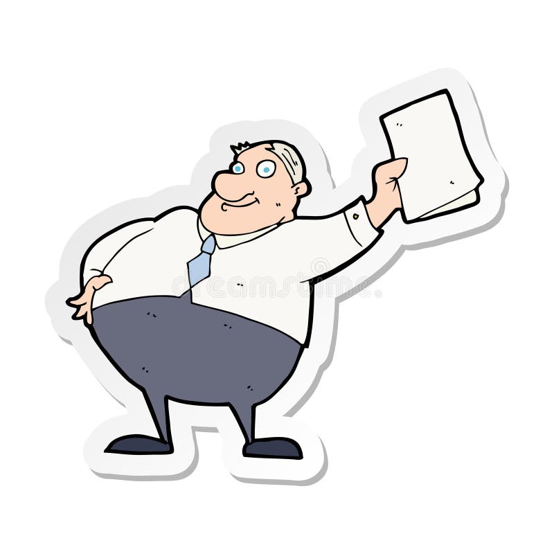 Cartoon boss waving papers stock illustration. Illustration of boss ...