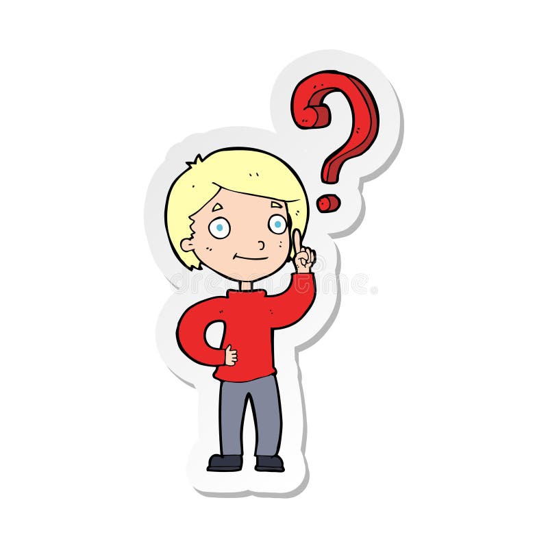 A Creative Sticker of a Cartoon Boy Asking Question Stock Vector ...