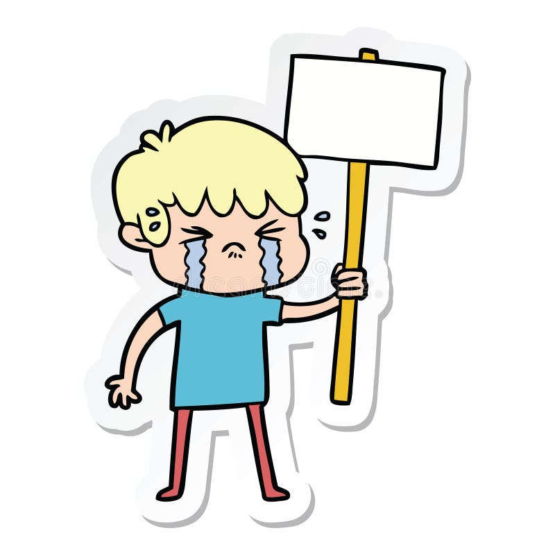 A Creative Sticker of a Cartoon Boy Crying Stock Vector - Illustration ...