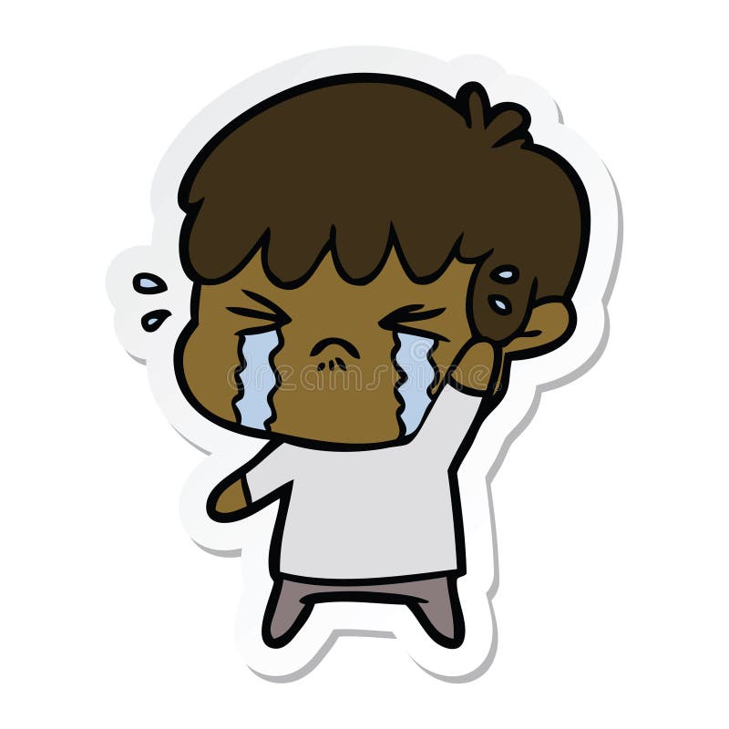 A Creative Sticker of a Cartoon Boy Crying Stock Vector - Illustration ...
