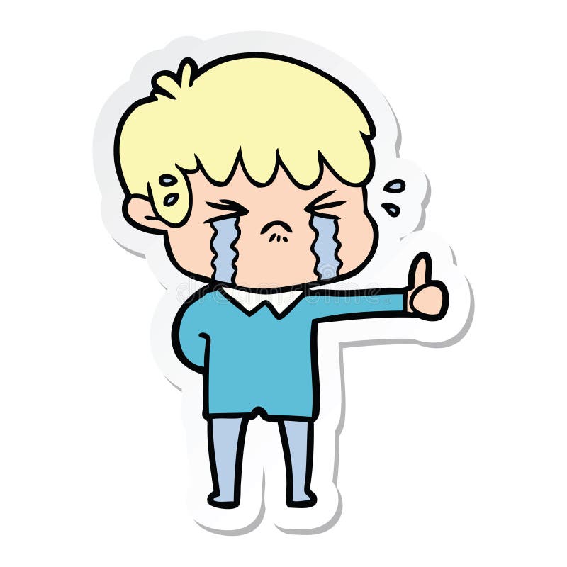 A Creative Sticker of a Cartoon Boy Crying Stock Vector - Illustration ...