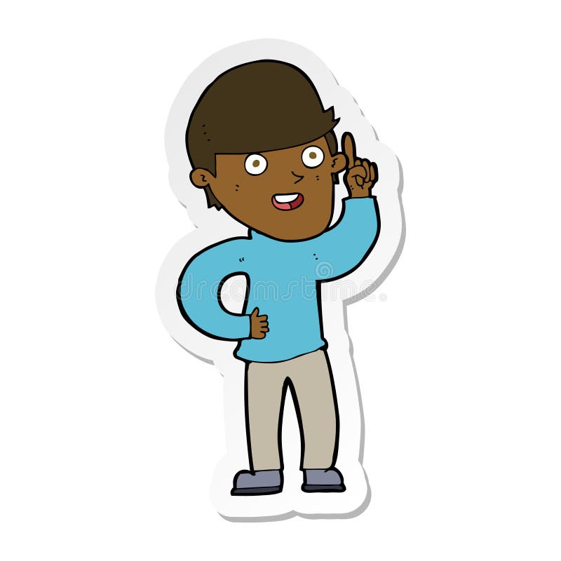 A Creative Sticker of a Cartoon Boy with Idea Stock Vector ...