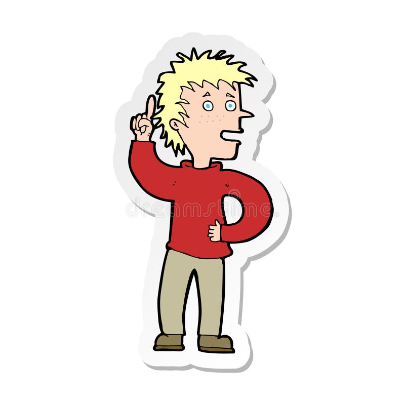 A Creative Sticker of a Cartoon Boy with Idea Stock Vector ...