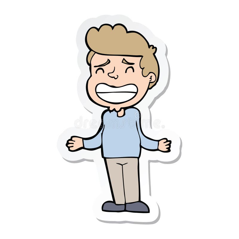 A Creative Sticker of a Cartoon Boy Shrugging Stock Vector ...