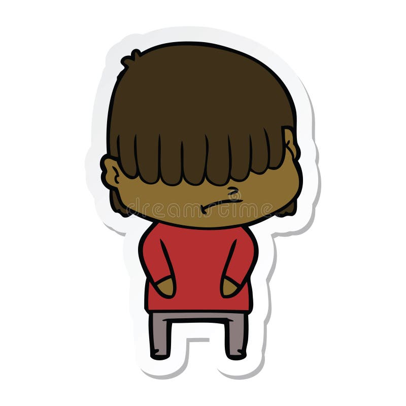 A Creative Sticker of a Cartoon Boy with Untidy Hair Stock Vector ...