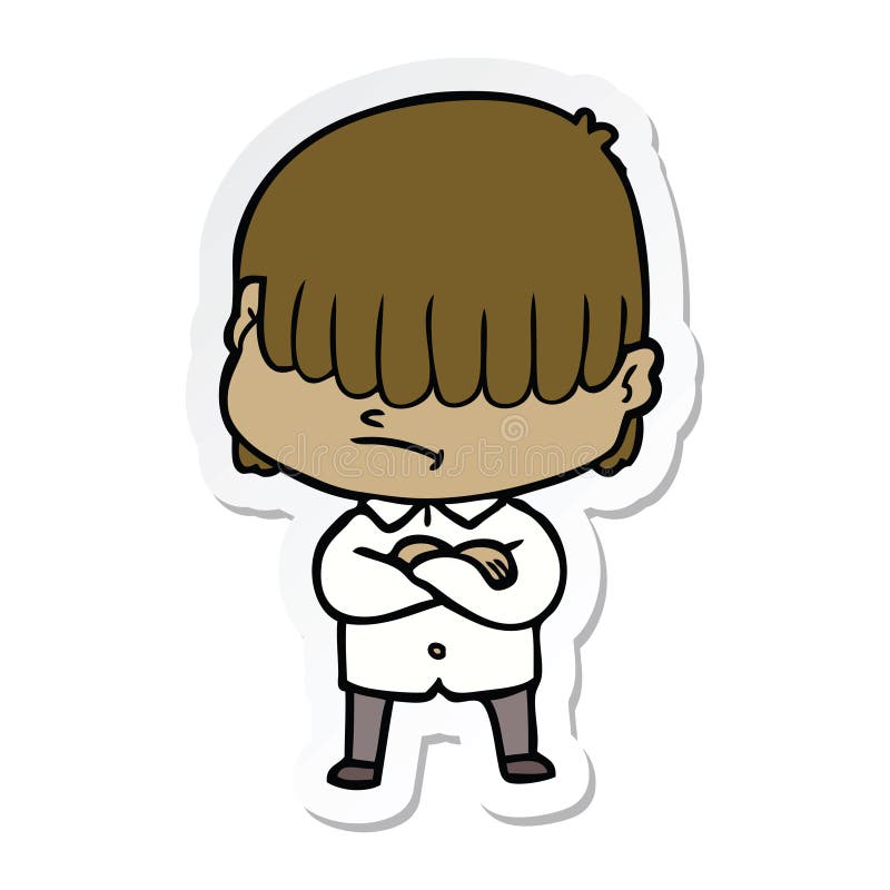 A Creative Sticker of a Cartoon Boy with Untidy Hair Stock Vector ...