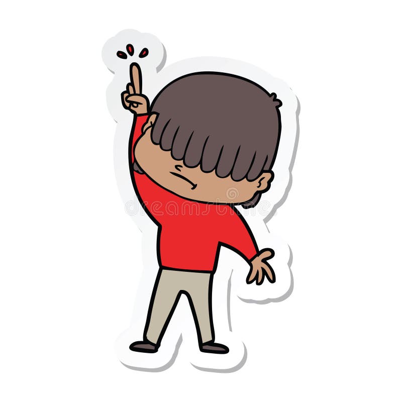 A Creative Sticker of a Cartoon Boy with Untidy Hair Stock Vector ...