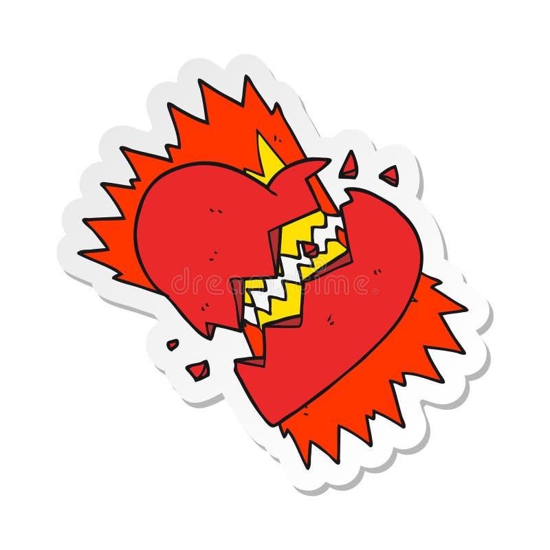 A Creative Sticker of a Cartoon Broken Heart Stock Vector ...