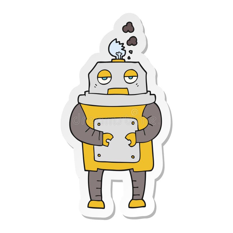 A Creative Sticker of a Cartoon Broken Robot Stock Vector ...