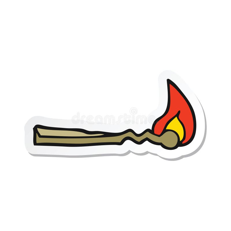 A Creative Sticker of a Cartoon Burning Match Stock Vector ...